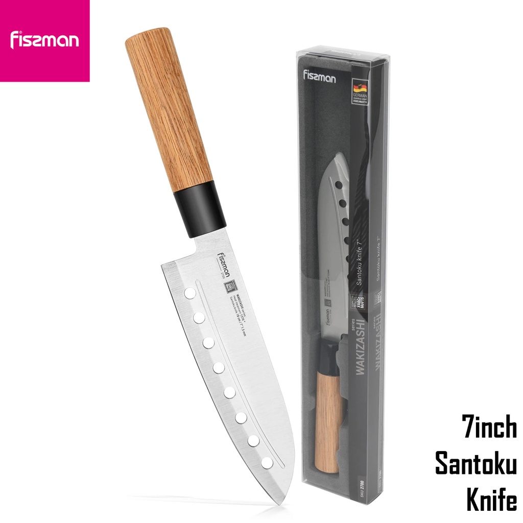 Fissman 7" Santoku Knife with Raised Dots, German Stainless Steel ...