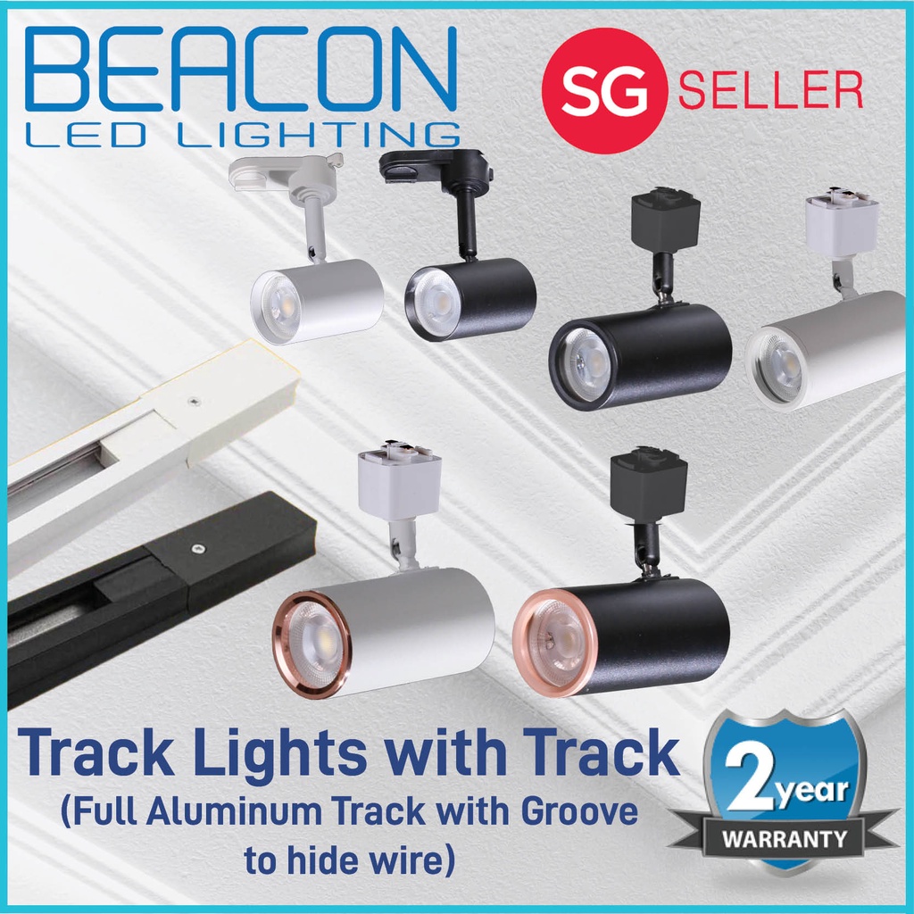 BEACON (Bundle of 4pcs with track) LED Track Light 7W / Aluminium ...