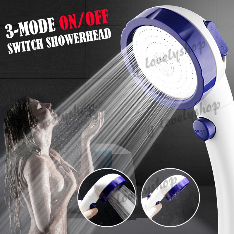 300 High Pressure With On Off Pause Switch Showerhead Handheld Shower