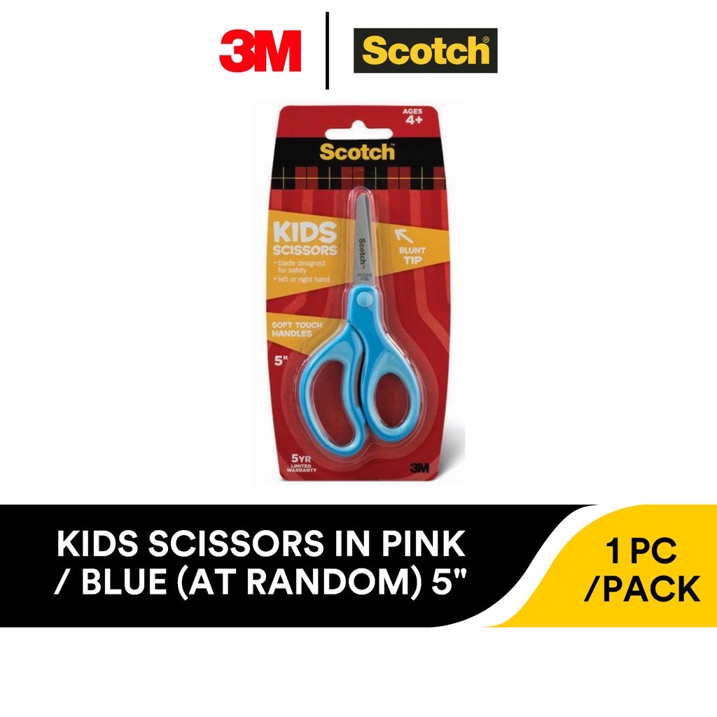3M Scotch Kids Stainless Steel Blunt Scissors, 5 Inch (Random Colors ...