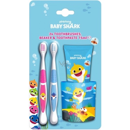 Baby Shark Twin Toothbrush, Beaker And Toothpaste 75ml | Shopee Singapore