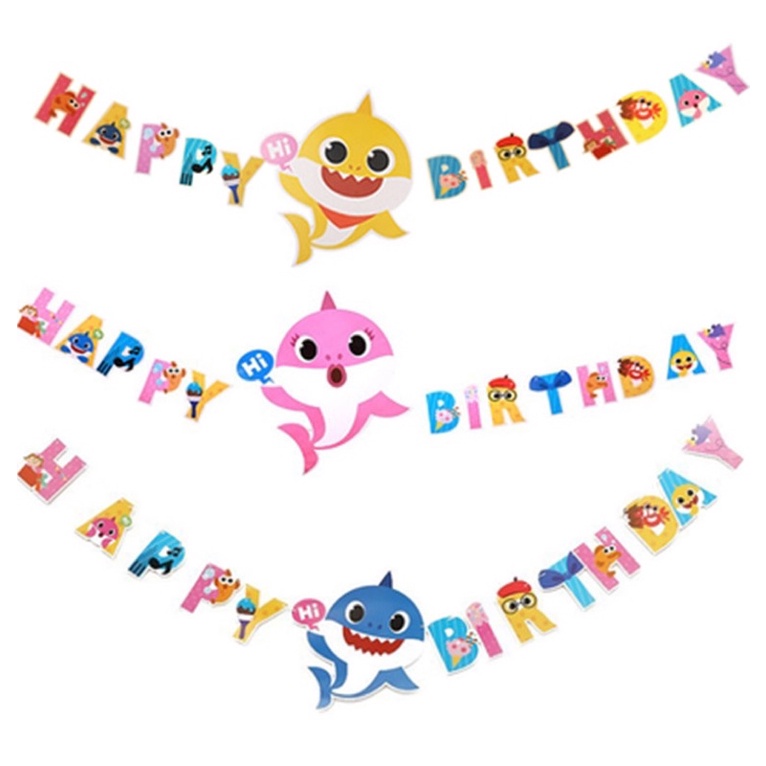 Happy birthday pinkfong babyshark theme party / birthday party banner ...