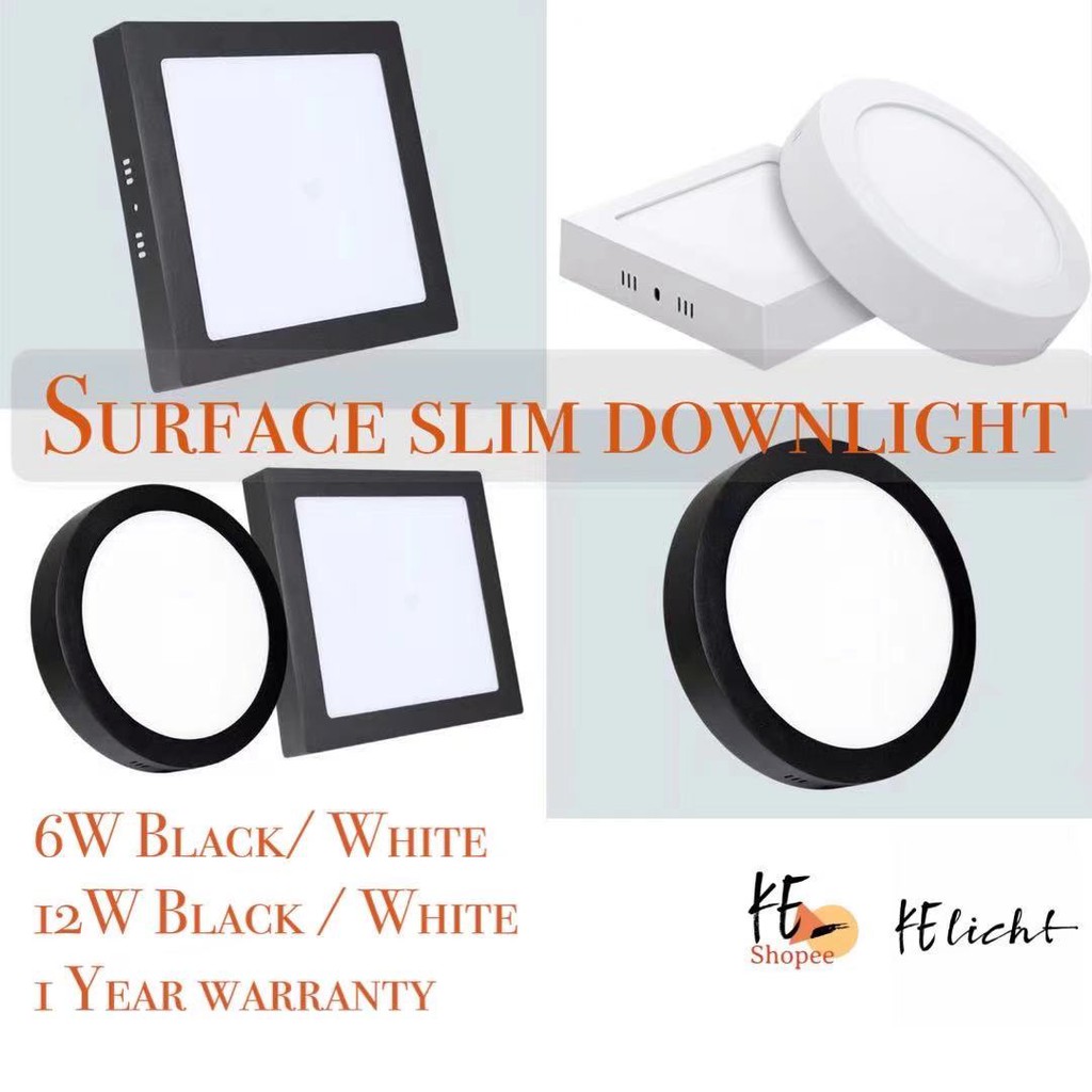 LED surface downlight square round ceiling light black white 6w 12w 18w ...