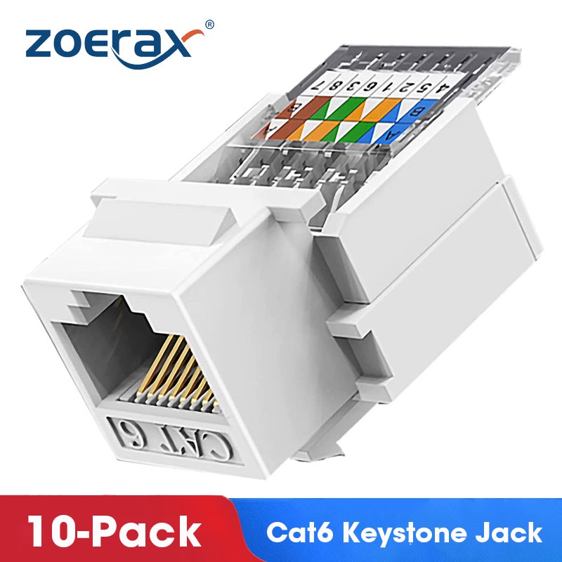 ZoeRax 10PCS Cat6 RJ45 Tool-Less Keystone Ethernet Module Female Jack ...