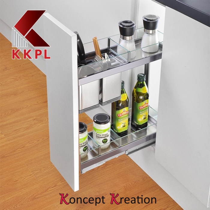 Kkpl Kitchen Cabinet Under Mount Pull Out Basket With Glass Panel ...