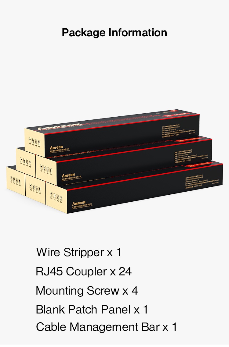 AMPCOM Patch Panel , 24 Port Patch Panel Pass Through, RJ45 Unshielded ...