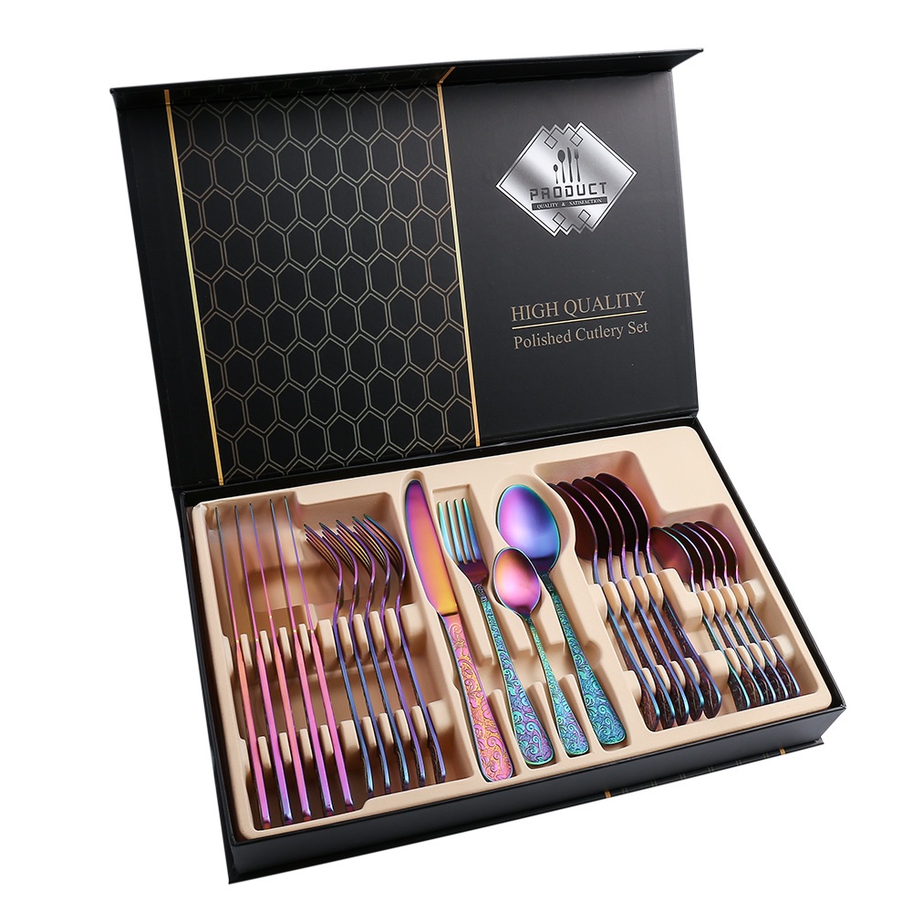 Stainless Steel Spoon and Fork Cutlery Gift Set Utensils Set 24 pieces ...