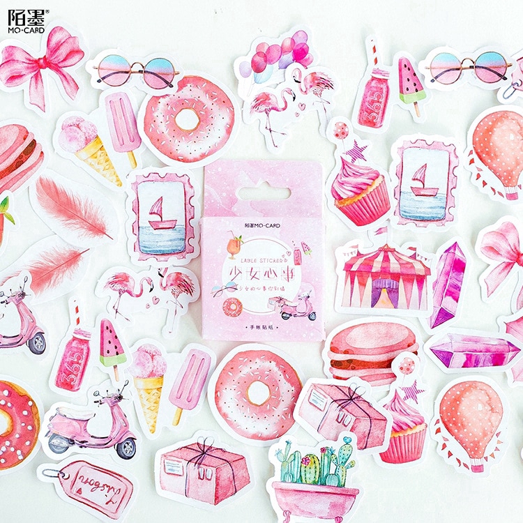 46 Pcs Teenage Girl Cute Diary Journal Stationery Flakes Scrapbooking 