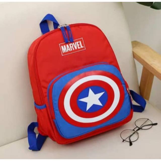 Marvel CAPTAIN AMERICA Backpack Bag Black Blue Red SPIDERMAN Children ...