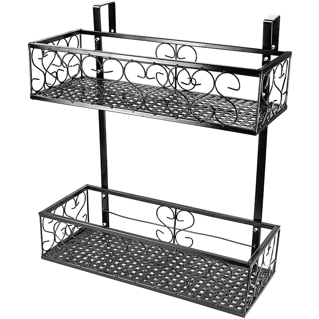 2-Tier Hanging Flower Rack Planter, Space Saving Outdoor Metal Hook On ...