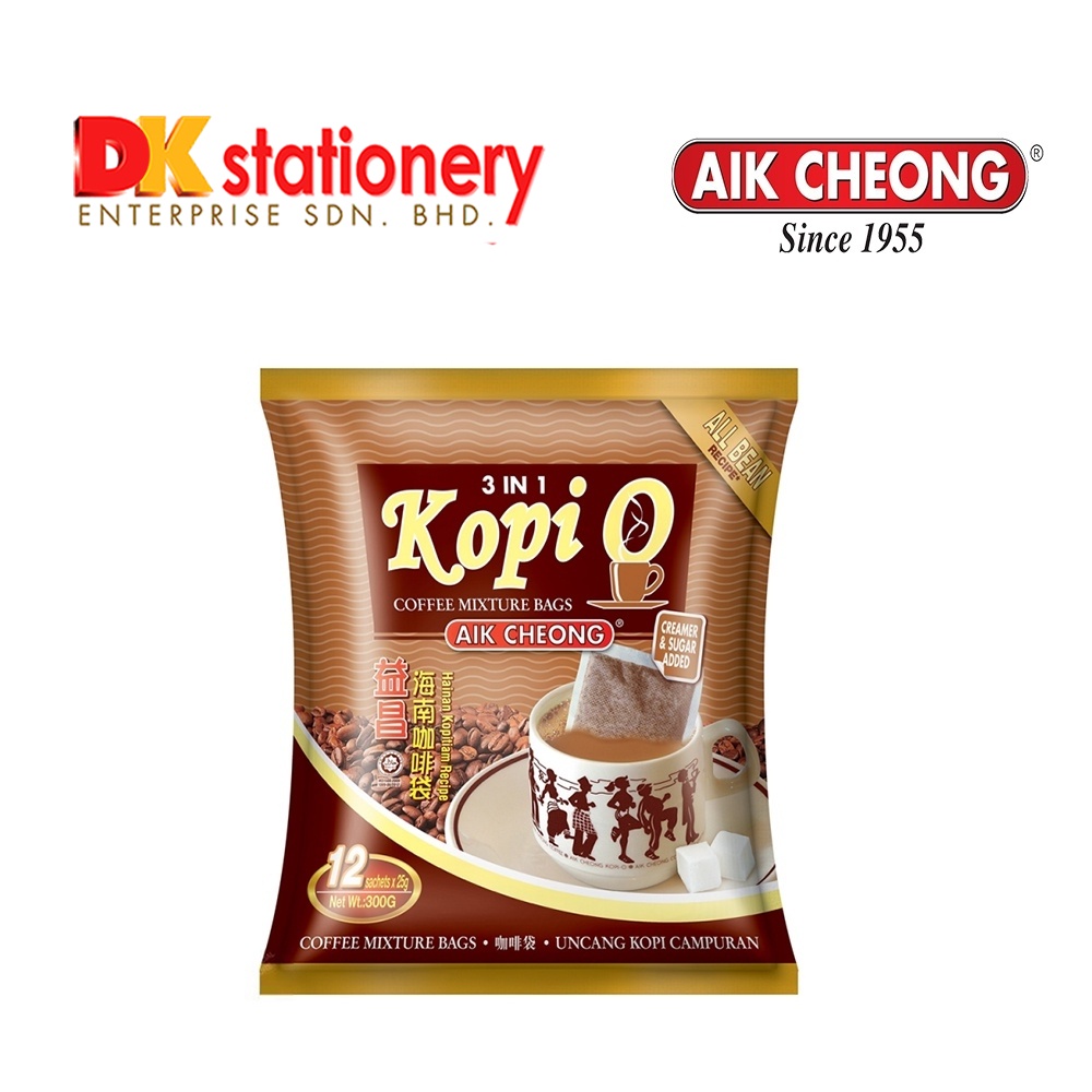 Aik Cheong Kopi-O Bag 3 in 1 (Hainan) - 300GM (12's x 25g) | Shopee ...