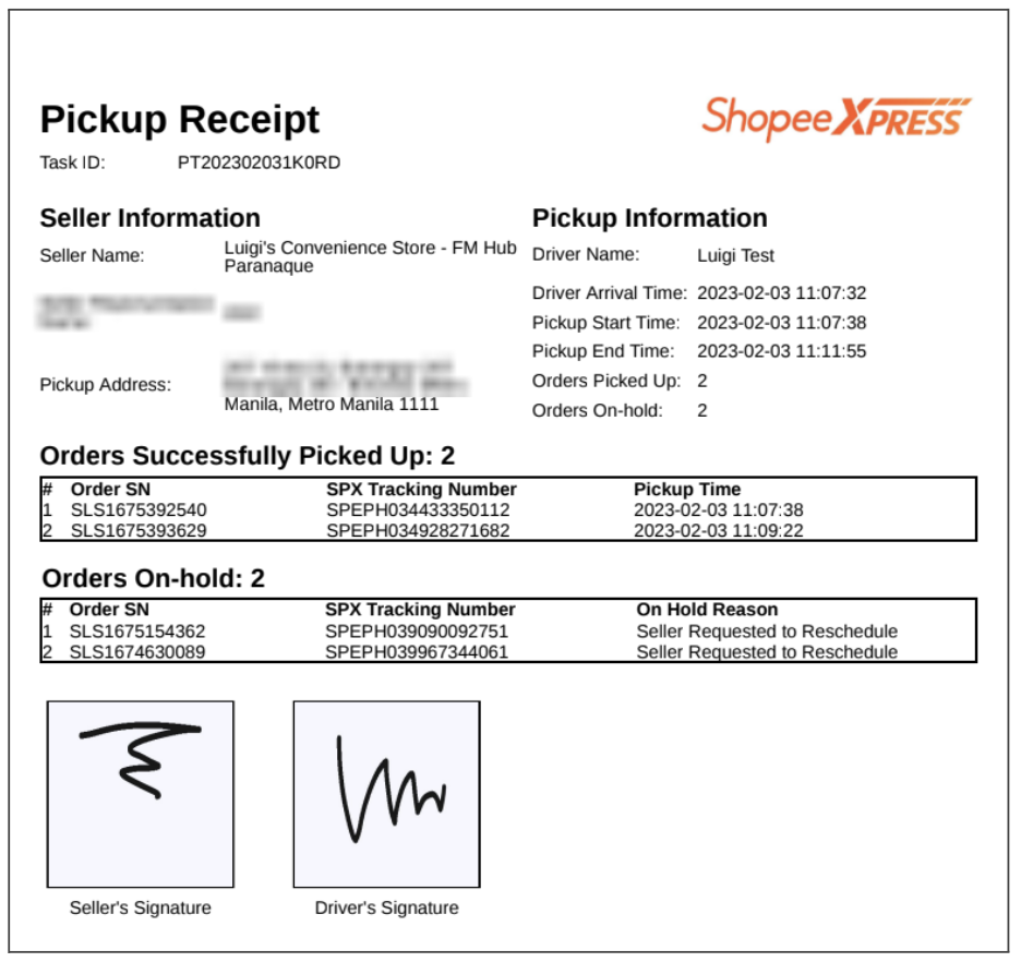 SPX Express Pickup e-Receipt | Shopee PH Seller Education Hub