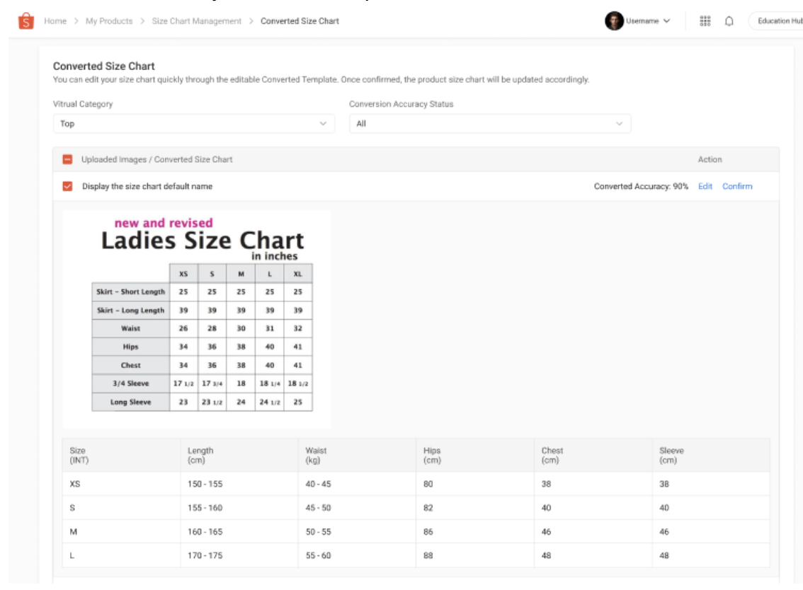 Size Chart Creation Tool | Shopee PH Seller Education Hub
