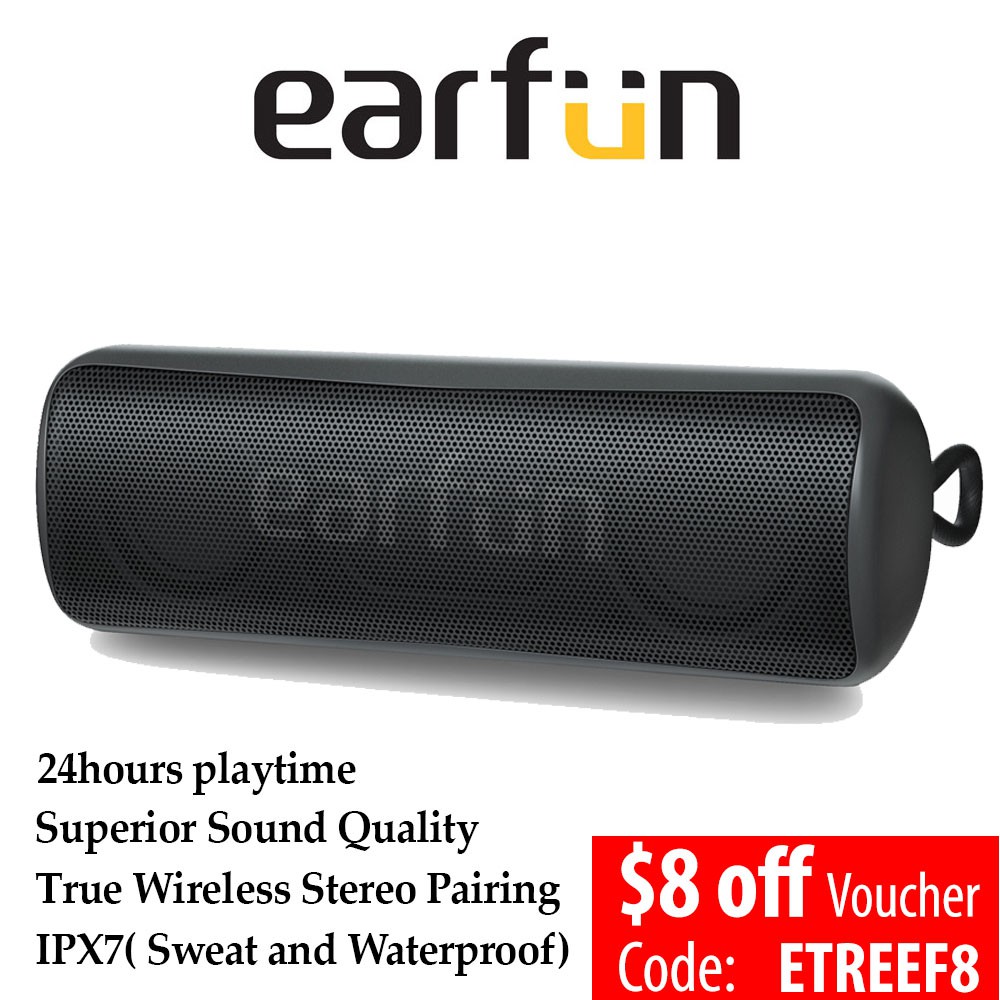 EarFun GO Portable Speaker( IPX7 Waterproof, Rich Bass Speakers for 24H ...
