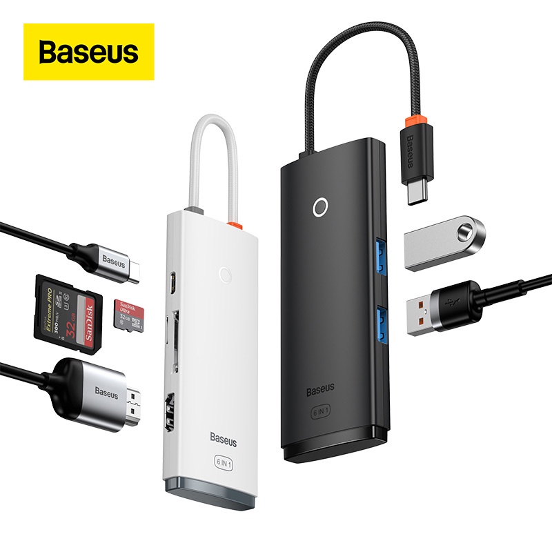Baseus mini portable 6 port type-c hub 100W pd fast charge for laptop ...