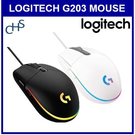 Original Logitech G203 Lightsync RGB Wired Gaming Mouse Black and White ...