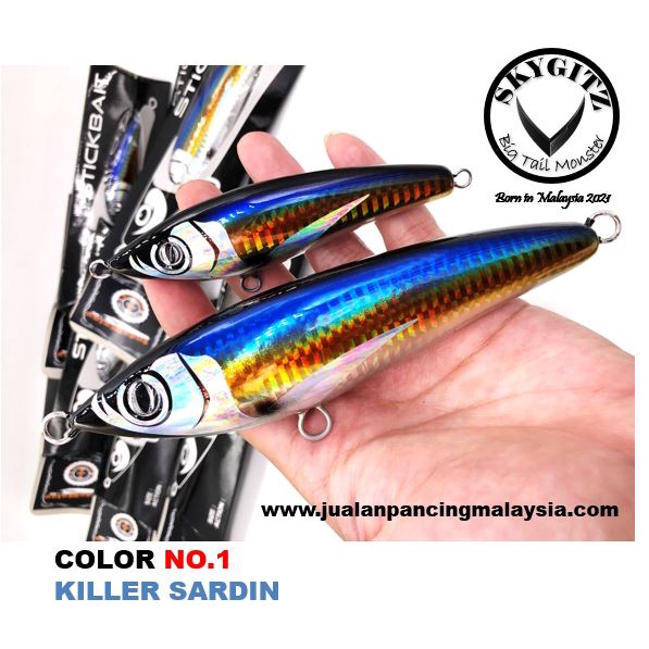 SKYGITZ INDO 100% HANDMADE Topwater Wood GT Popper Tuna Trolling STICK ...