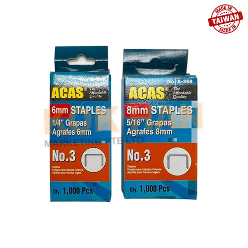 ACAS (Taiwan Made) Staples Staple Refills 1000pcs/box 6mm and 8mm For ...