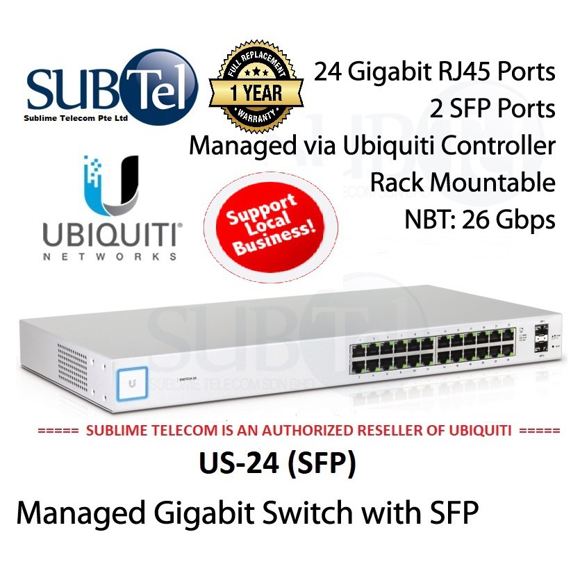 US-24 Ubiquiti UniFi Switch 24 Port SFP (Non PoE) UBNT | Shopee Singapore