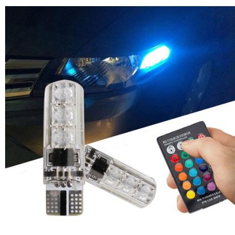 T10 5050 Car Light Color LED Bulbs RGB Remote Control 6SMD Wedge SALE !! | Shopee Singapore
