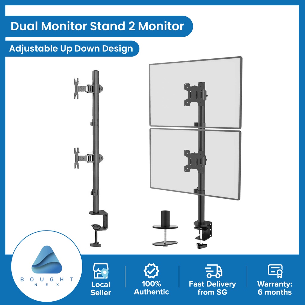 Dual Monitor Stand 2 Monitor Vertical Up Down Stand Top Bottom Up ...
