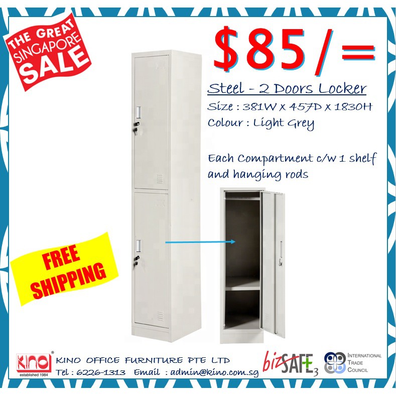 Metal 2 Doors Lockers c/w Keylock / Steel Locker | Shopee Singapore