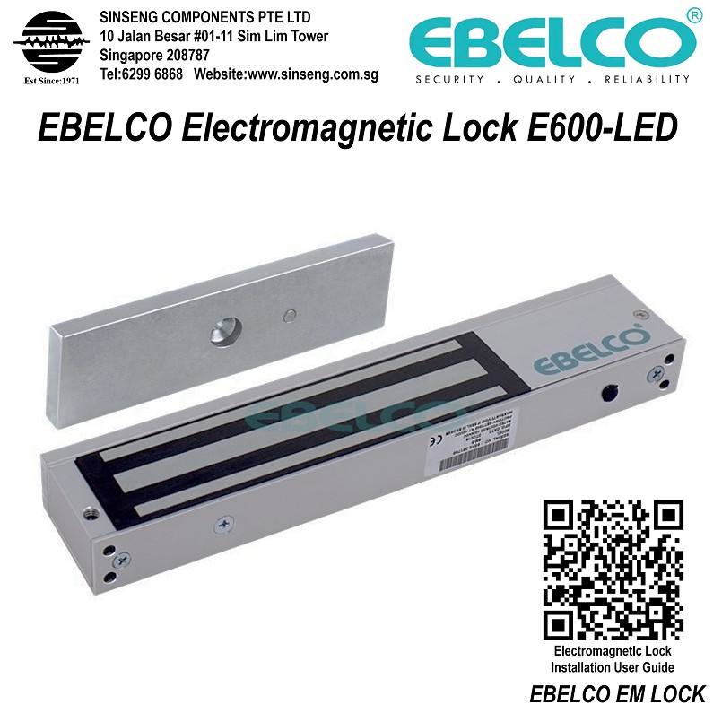 EBELCO Electromagnetic EM Lock E600-LED (600lbs/280KG) 12V | Shopee ...