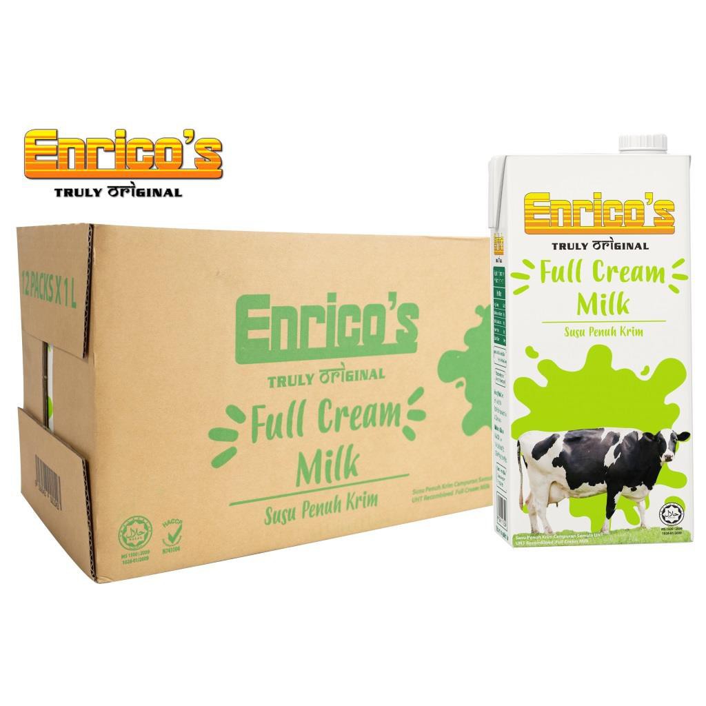Enrico's UHT Full Cream Milk 12x1L (1 Carton) | Shopee Singapore