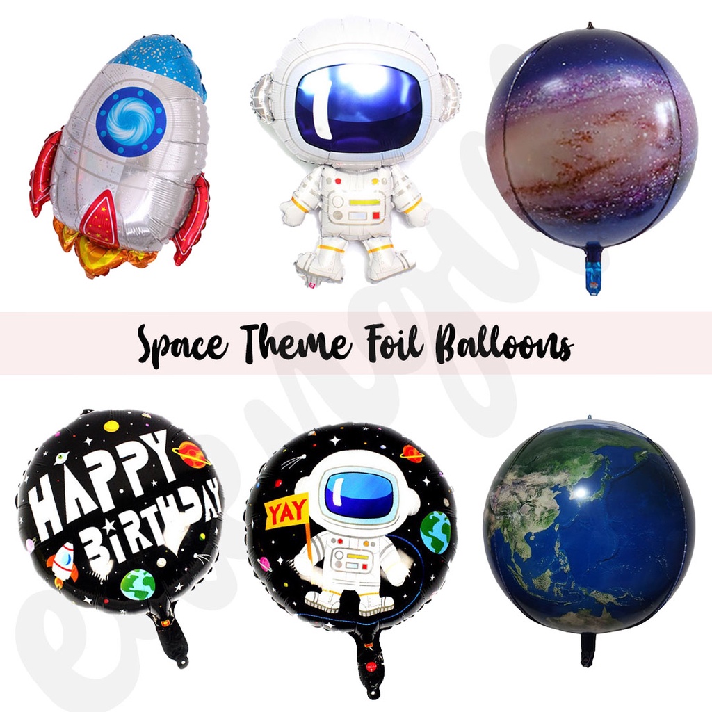 Space theme balloon, Galaxy, Astronaut, Earth, Rocket balloon, NASA ...