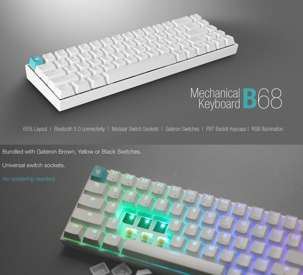 Tecware B68 Wireless Keyboard , Gateron Switches Yellow/Brown/Red/Black ...