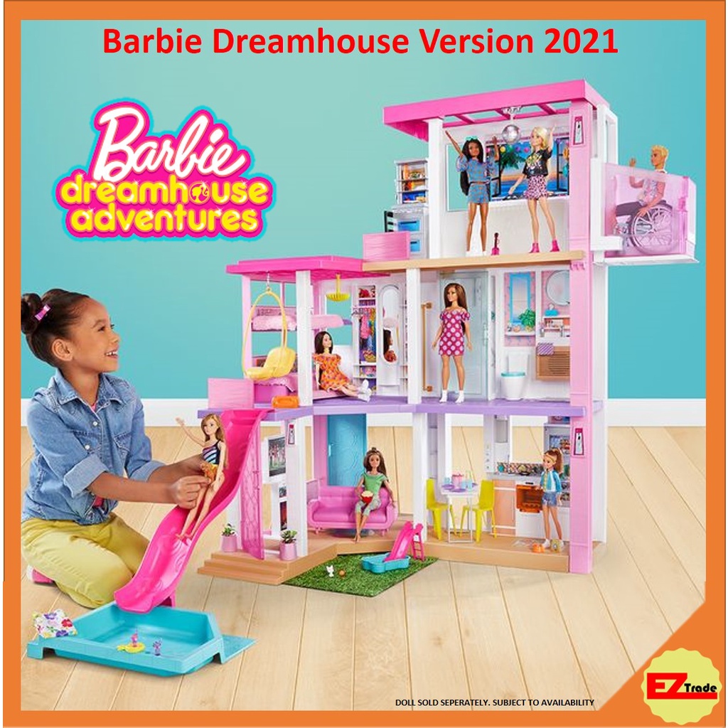 Mattel Barbie Estate Dreamhouse 2021 Large Dollhouse with Pool, Slide ...