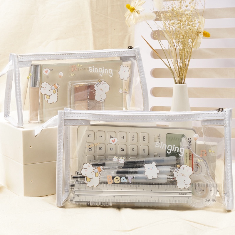 Transparent Waterproof Pencil Case Large Capacity Pencil Bag Aesthetic ...
