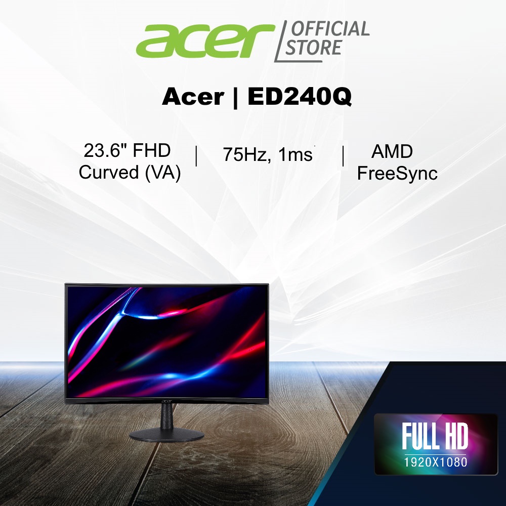 Acer ED240Q 23.6-inch FHD Curved Gaming Monitor with 1 MS Response Time ...
