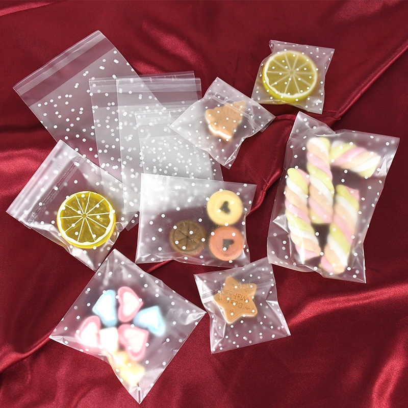 100pcs Transparent Dot Candy Packaging Bags Plastic Clear Food Cookie ...