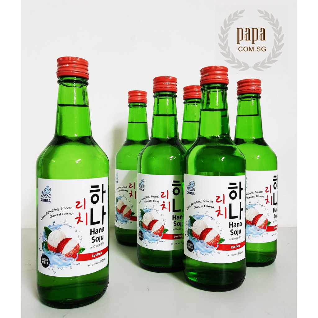 Hana Korean Soju LYCHEE - Charcoal Filtered - 8% ABV (6 x 360ml ...