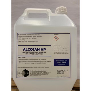 SynTech Alcosan HP - 5 litre Sanitizer (Hand and Surfaces) | Shopee ...