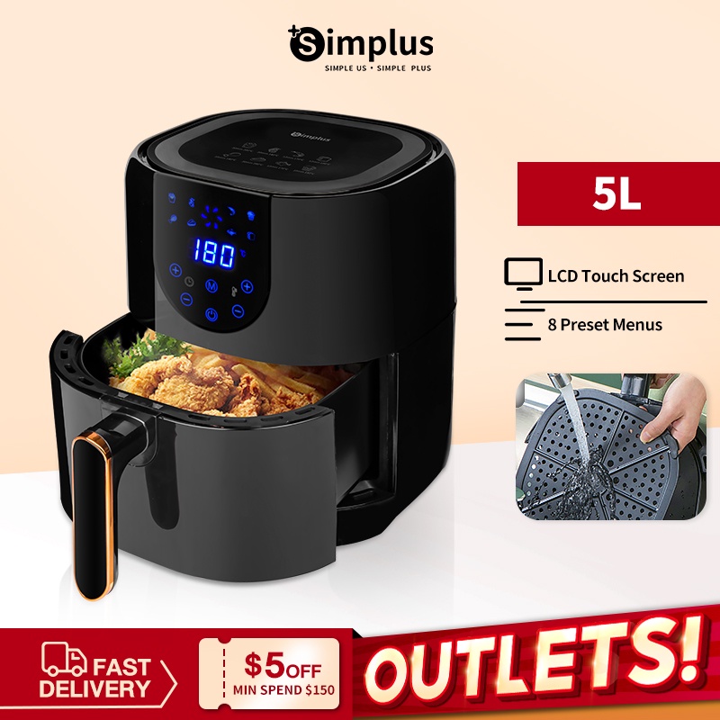 Simplus Air Fryer 5L Digital Screen 1500W 60min Timer/1300W 30min Timer ...