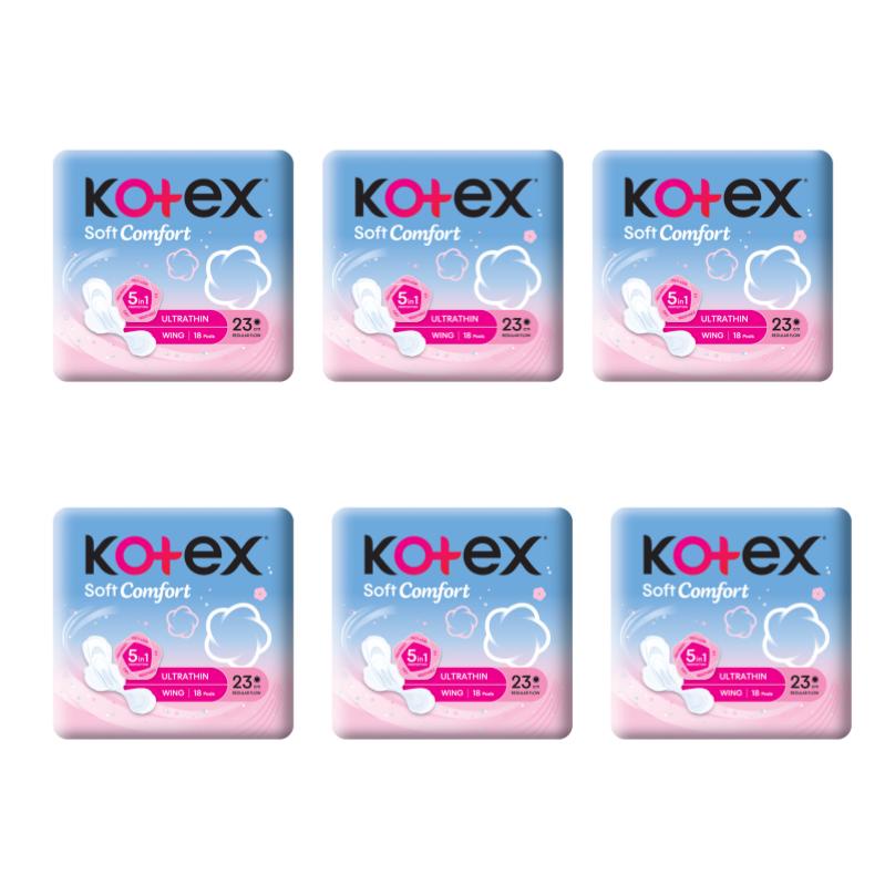 Bundle of 6 - Kotex Soft Comfort Ultrathin Wing Sanitary Pads - Regular ...