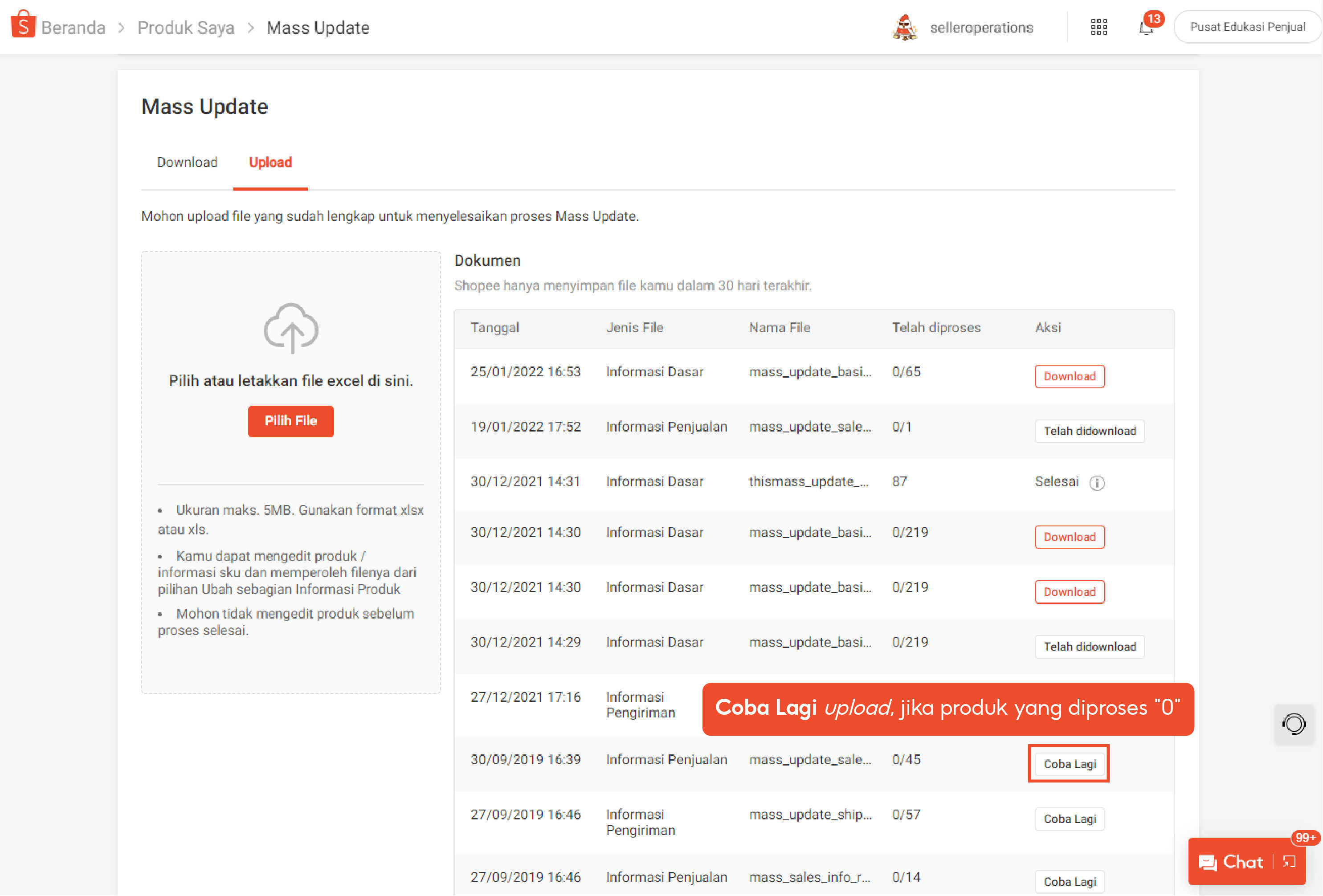 Mengupload Template Mass Update & Mass upload | Pusat Edukasi Penjual ...