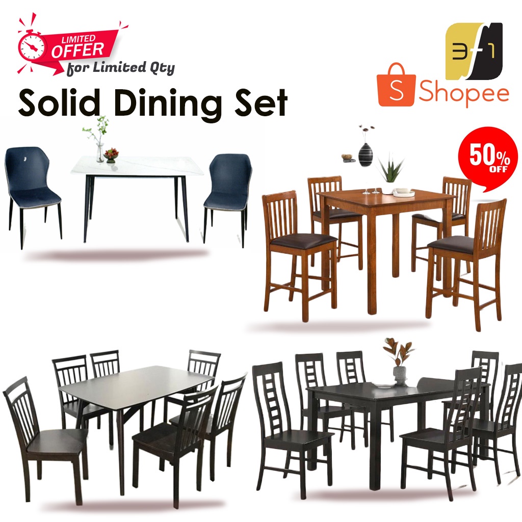F31|Coupon OFF $100|Dining Set wooden solid wood Dining Table|Solid ...