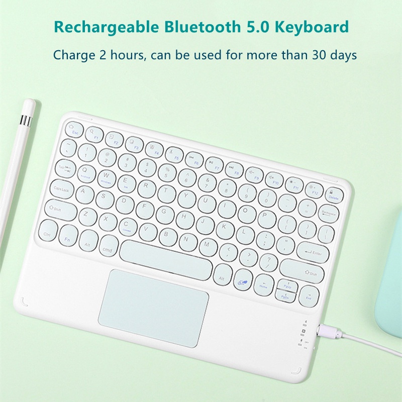 10Inch Ultra-Slim Bluetooth Keyboard with Built-In Touchpad Compatible ...