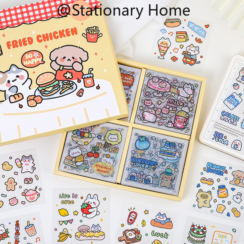 100PCS Happy Meal Sticker Gift Box Cute Cartoon Boxed Sticker DIY ...