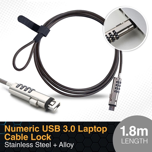🔥 Numeric USB 3.0 Laptop Lock 🔥 1.8m 🔥 Stainless Steel + Alloy | Shopee ...