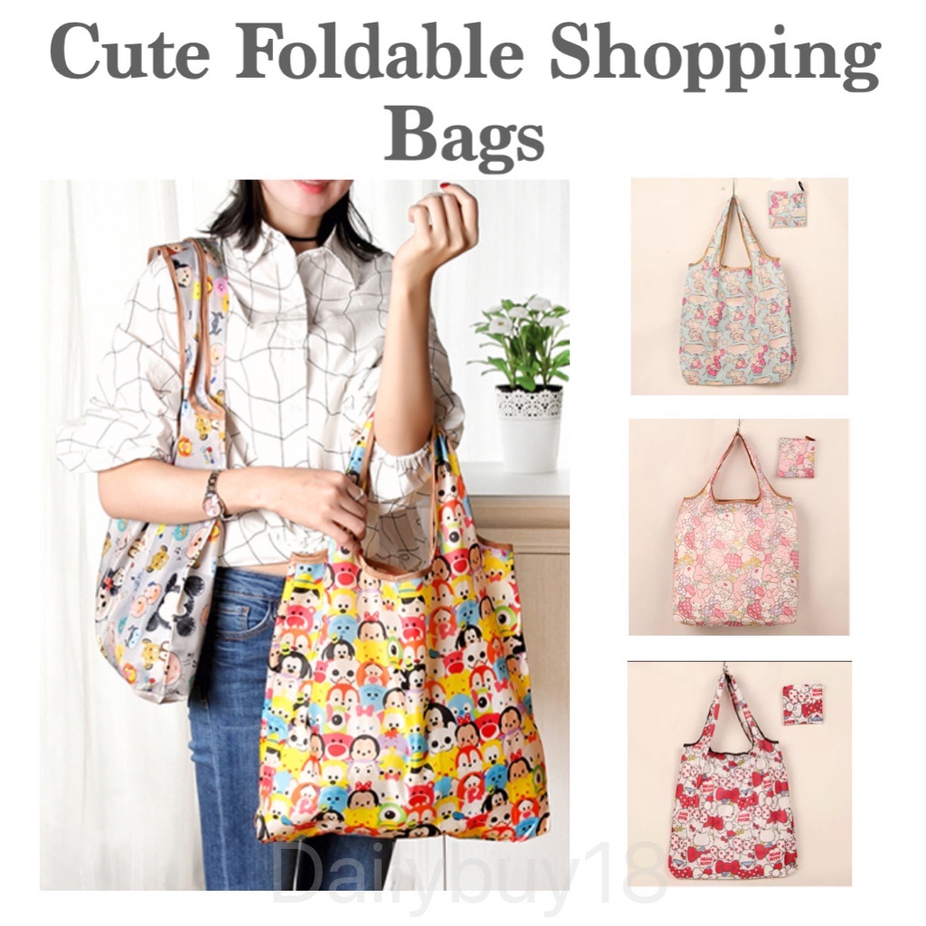 (Sg Ready Stock)Cute Foldable Shipping Bags 🌞 Waterproof 🌞 Recycle ...
