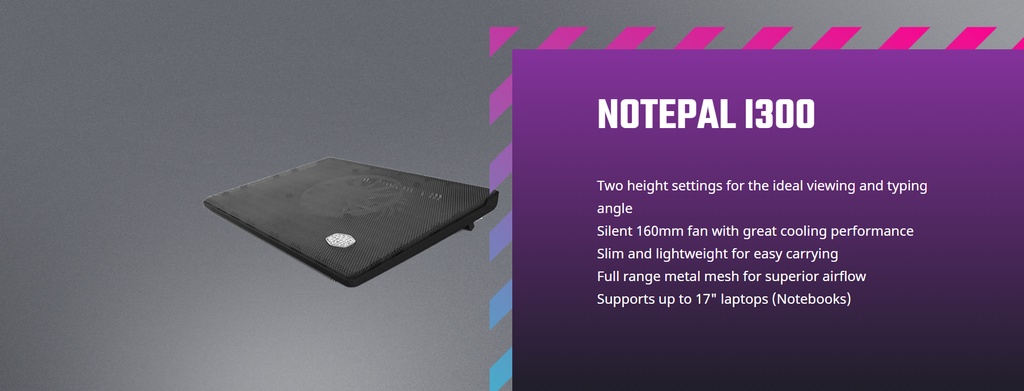 COOLER MASTER NOTEPAL I300 LED LAPTOP COOLING PAD (R9-NBC-300L-GP ...