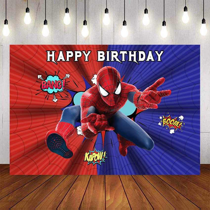 Spiderman Superheros Backdrops Cartoon Boy Birthday Party Photography 