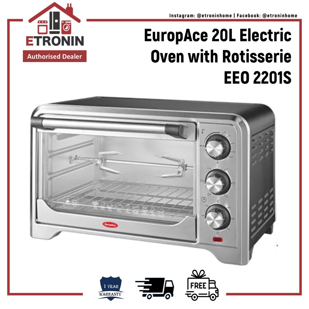 EuropAce 20L Electric Oven with Rotisserie EEO 2201S | Shopee Singapore