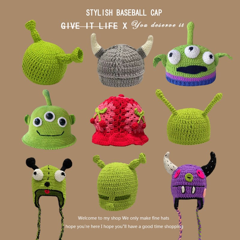 Autumn Winter Hats Female Plankton Young Same Style Monster Shrek Hat ...