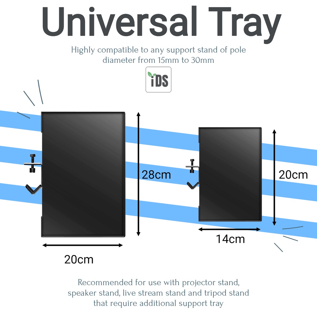 [iDS] Universal Tray Clamp-On for Sound Card Tray, Microphone Stand, Live Stream Stand, Speaker ...