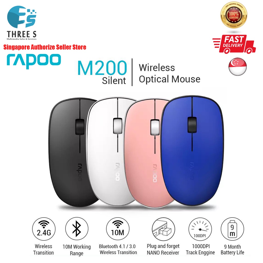 RAPOO M200 SILENT MULTI-MODE WIRELESS MOUSE PINK/WHITE/BLUE/BLACK ...